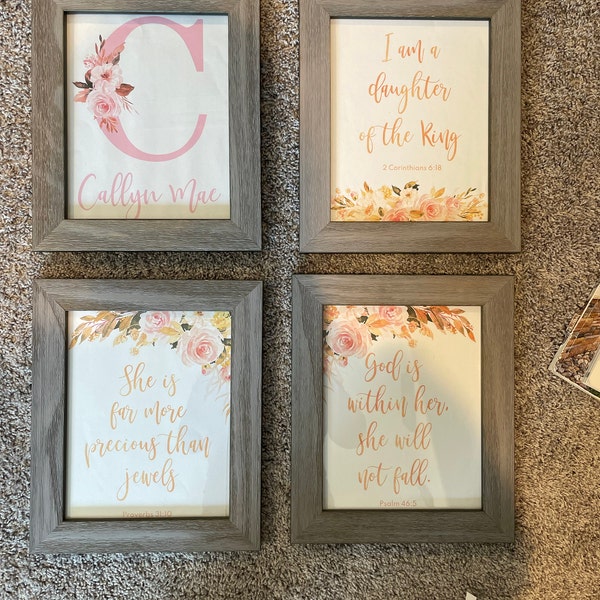 Baby Girl Nursery Bible Verses, Christian Baby Gift, Nursery Floral ...