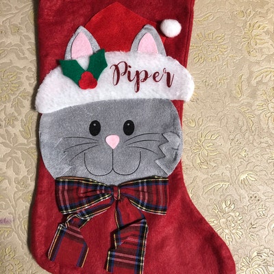 Personalized Cat Stocking, Pet Christmas Stockings, Your Cats Name Here ...