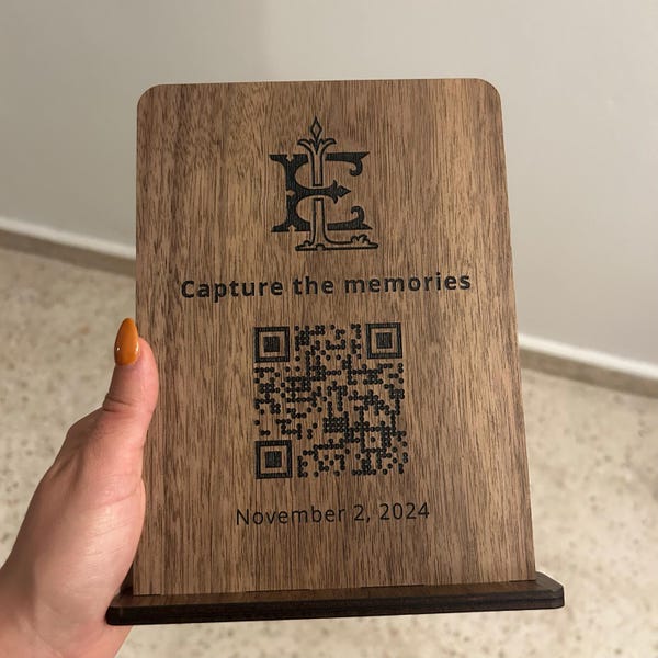 QR Code Sign for Business | Wooden QR Code Table Sign | Logo QR Sign ...