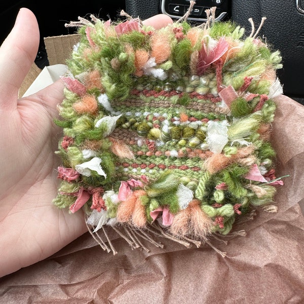 Black and White Handwoven Bookmark With Vine & Leaf Embroidery - Etsy