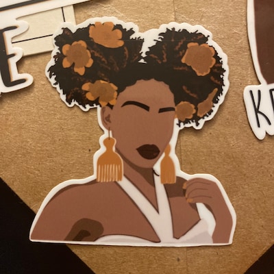 Afro Woman Black Woman Sticker Black Girl Stickerfor Black - Etsy