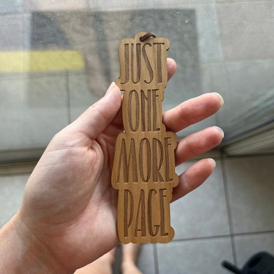 Wood Bookmark Just One More Page Laser Engraved Alder Wood Book Mark ...
