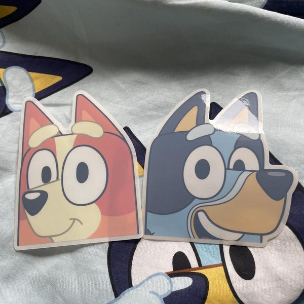 Cute Bluey and Bingo Window Peeker Sticker | Adorable Cartoon Dog Bluey ...