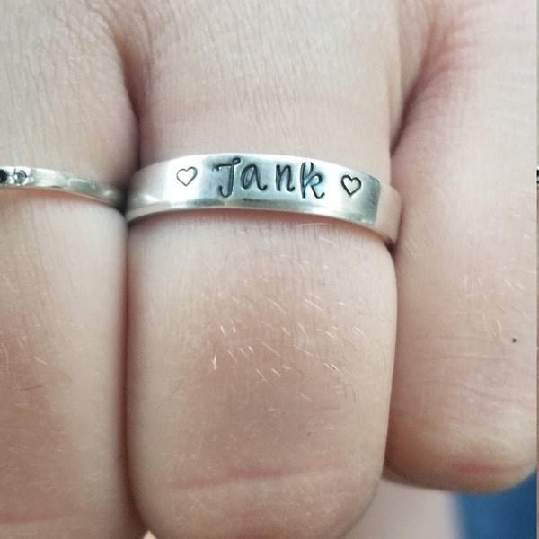 Stackable Name Ring - Sterling Silver Ring - Personalized Name Ring - Etsy
