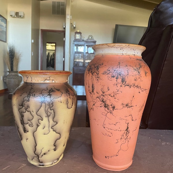 Raku Pottery With Striped Crackle Glaze. Orange and Brown. - Etsy