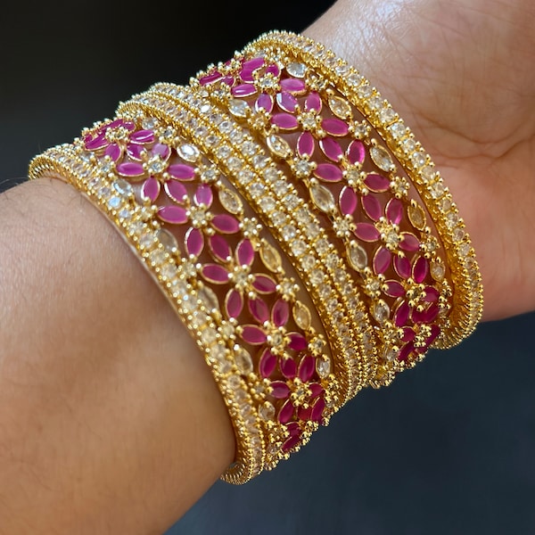 Indian Golden CZ Bangles/bracelets American Diamond Bangles/cubic ...