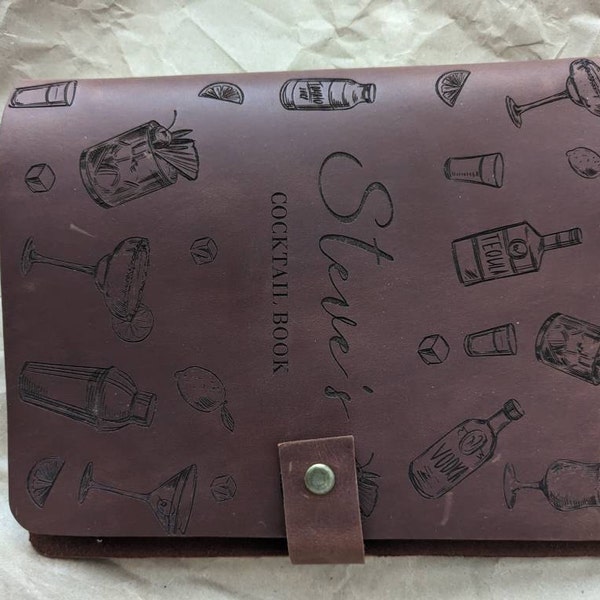 Cocktail Recipe Book Bar Recipe Book Bartender Gift Cocktail Binder Blank Leather Recipe Book ...