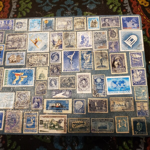 Shades of Blue Vintage Postage Stamps, Lot of 50 Used off Paper ...