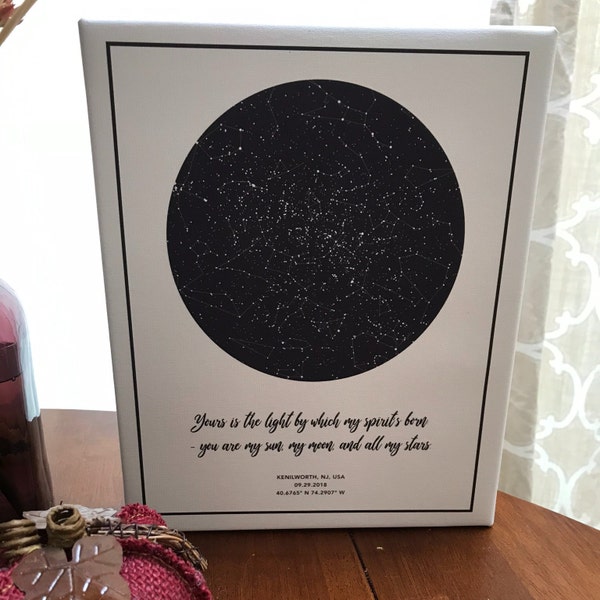 Custom Star Map | Valentine's Christmas Gift First Kiss Poster Love ...