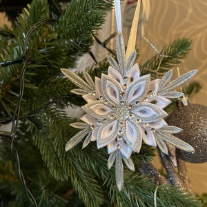 Handmade Snowflake CHRISTMAS Tree Decoration/ornament in Light Blue ...