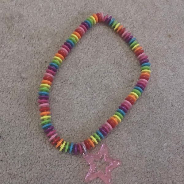 UV Rainbow Star Kandi Necklace, Rave Necklace, Rainbow Necklace,kawaii ...