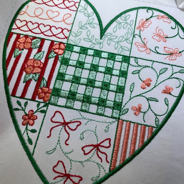 Patchwork Heart Machine Embroidery Design 4 SIZES, Quilted Heart Digital Embroidery Design, Cute ...