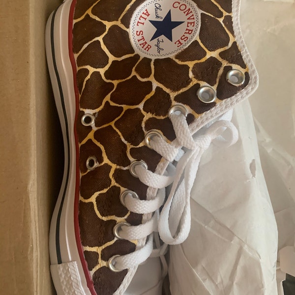 Giraffe Design With Print High Top Converse Hand Painted Custom Shoes ...