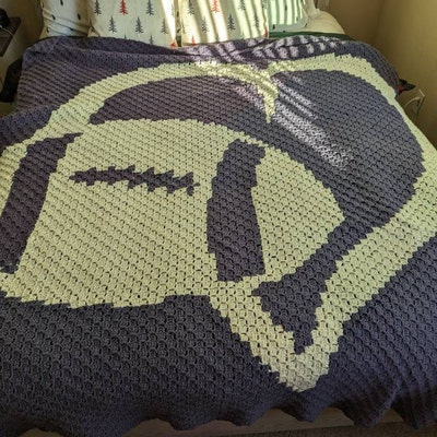 Football in Field Afghan C2C Crochet Pattern, Written Row Counts, C2C ...