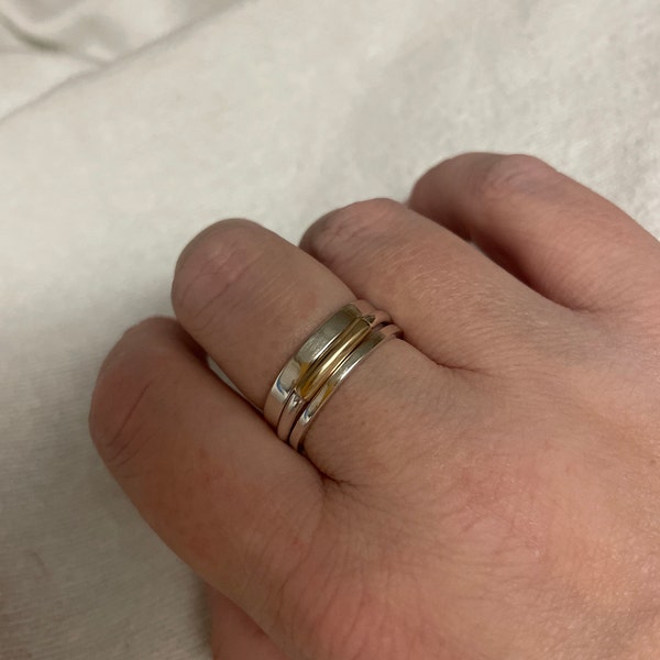 Gold and Silver Rings (3) Stacking Rings, 14k Gold, Sterling Silver ...
