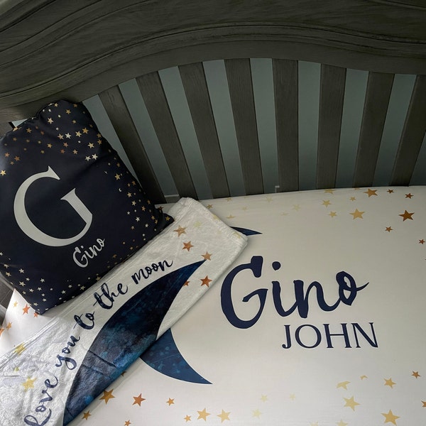 Moon Crib Bedding, Baby Boy Crib Bedding, Love You to the Moon and Back ...
