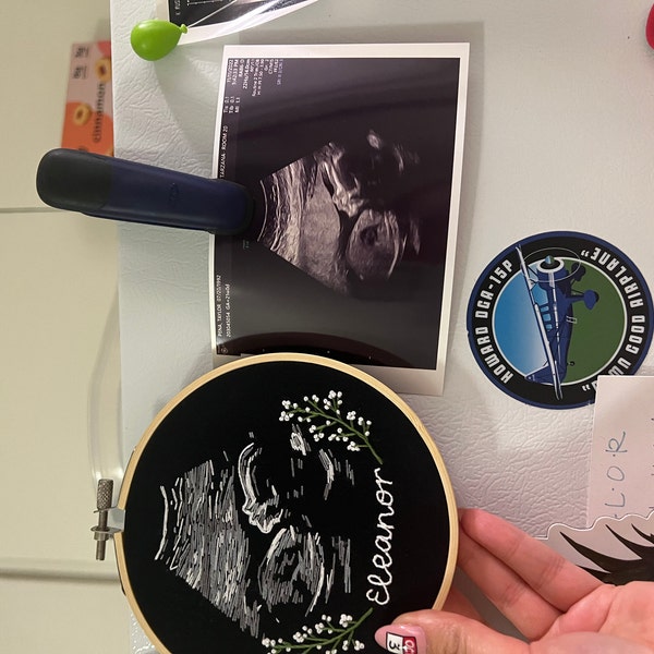 Custom Ultrasound Embroidery | Baby Shower Gifts | Baby Scan Art ...