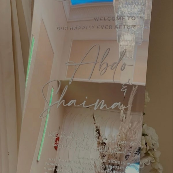 Silver Mirror Acrylic Wedding Welcome Sign - Reception Signage ...