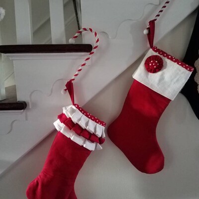 White Linen Christmas Stocking Ruffle Top - Etsy