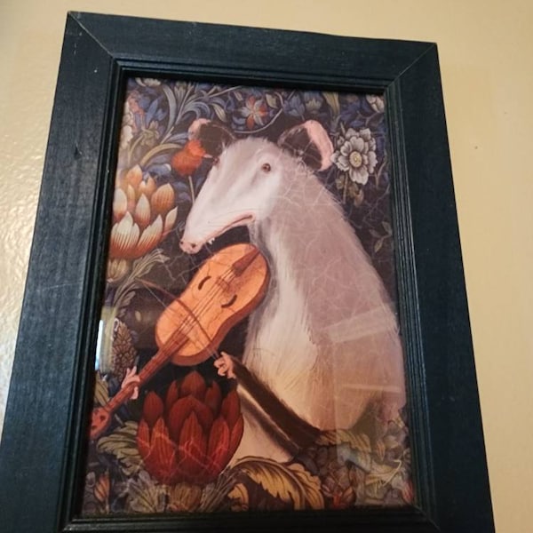 Possum Fiddle Art Print: Whimsical Animal, Woodland Watercolor - Etsy