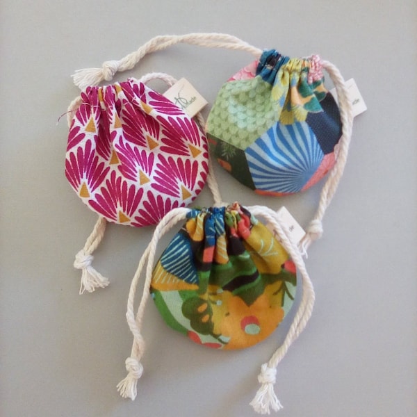 Mini Jewellery Bag Drawstring Pouch Handmade Round Pouch Sac Pochon 100 ...