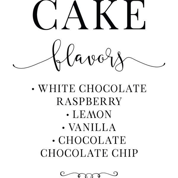 Cake Flavor Sign, Wedding Cake Sign, Wedding Signs, Wedding Cakes ...
