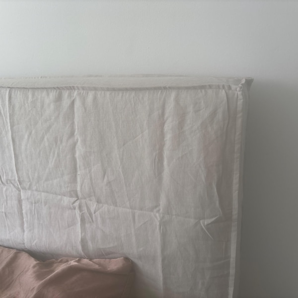 Headboard Slipcover Natural Linen, Custom Made Linen Headboard Cover ...