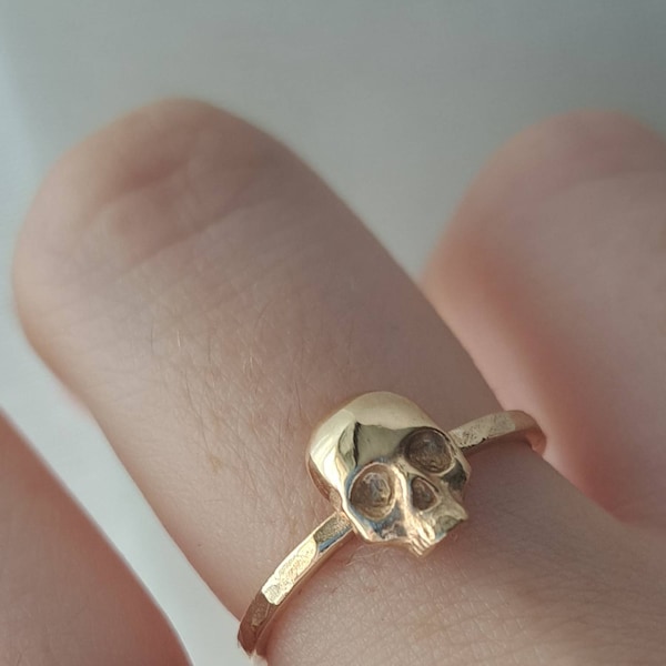 Skull Ring, 14K Solid Gold Skull Ring, Skull Engagement Ring, Gothic ...