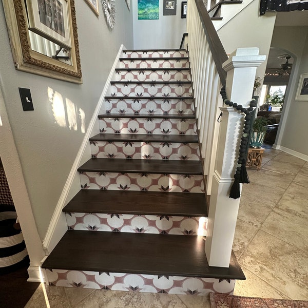 Verona Red Stair Riser Stickers - Pack of 6 Removable Stair Riser Tile ...