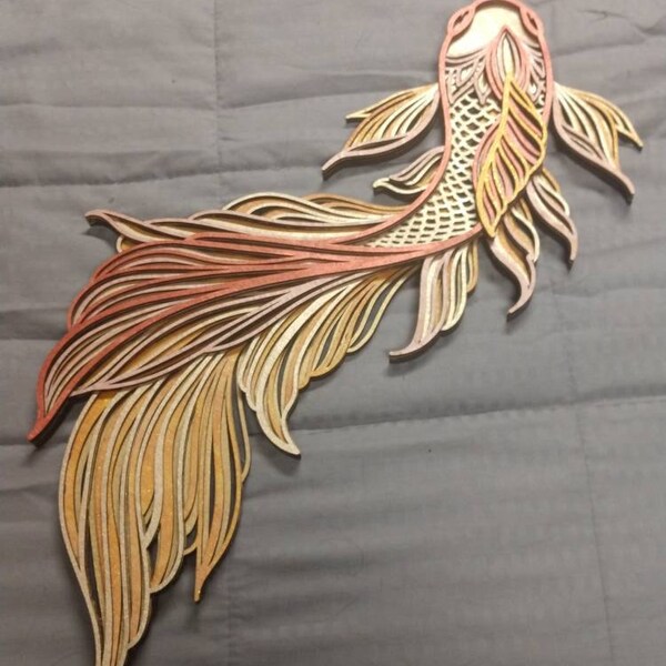 Multilayer Koi Fish Laser Cut File SVG Japanese Laser Cut Fish SVG ...