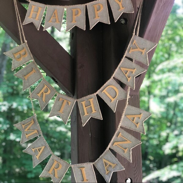 Happy Birthday Banner, Happy Birthday Burlap Banner, Happy Birthday ...