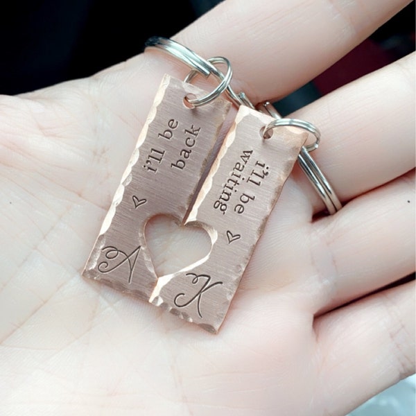 Personalized Hand Stamped Couples Keychain SET. Custom Anniversary ...