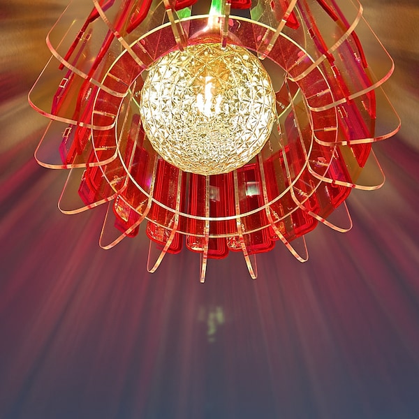 Iridescent Pink Acrylic Pendant Lamp Shade: Mid Century Modern Lighting ...