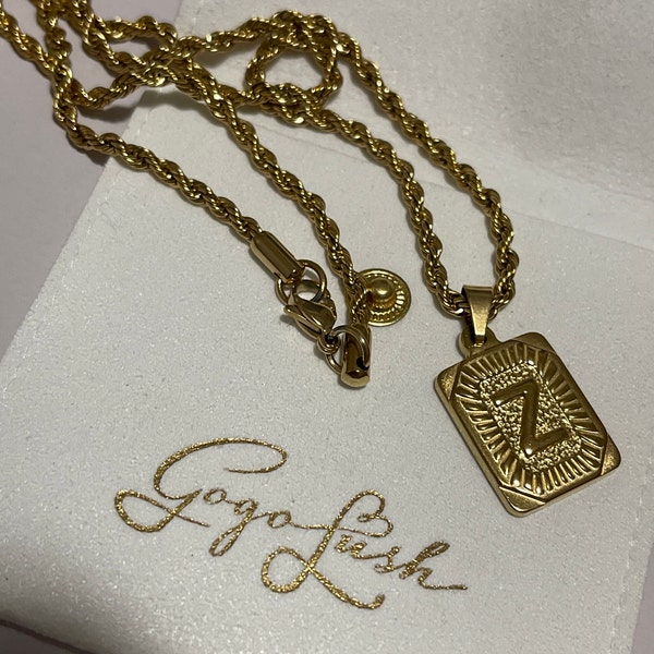 Gold Men's Rope Chain Initial Vintage Necklace - Etsy