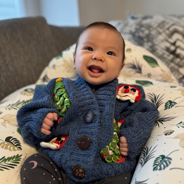 Knitted Space Themed Crop Cardigan, Knit Baby Cardigan, Sun Cardigan ...