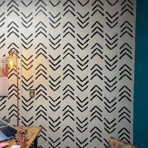 Kuba Chevron Stencil - Reusable Chevron WALL STENCIL for DIY Wall Decor ...