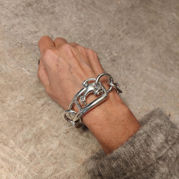 Antique Silver Wrap Link Bracelet, Silver Personalized Bold Bracelet ...