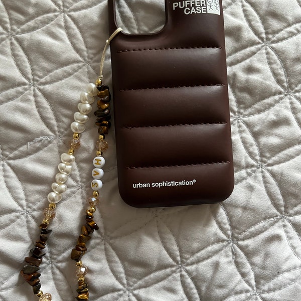 Tigers Eye Phone Strap,healing Crystal Phone Chain,pearl Beaded Phone ...