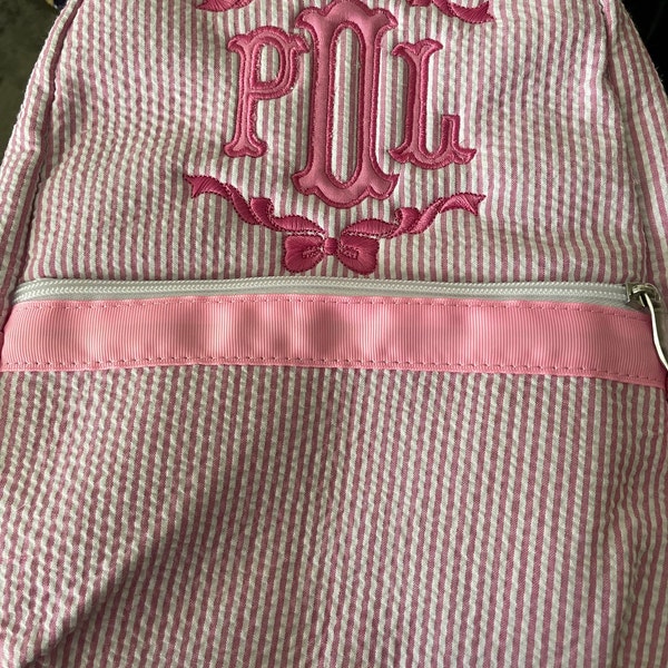Monogrammed Seersucker Backpack, Personalized Toddler Backpack ...