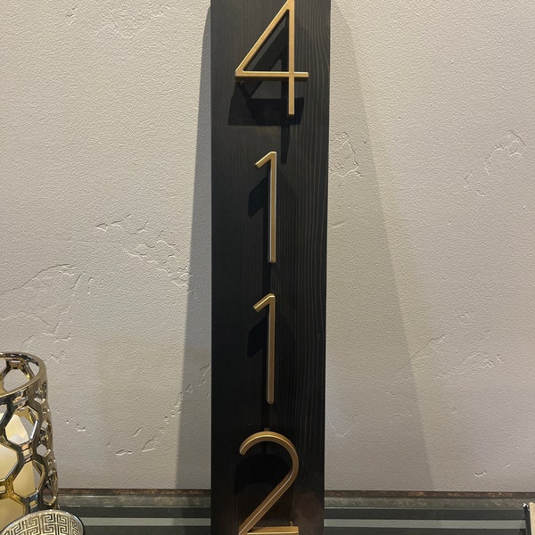 Gold House Number Sign, Vertical Address Plaque, New Home Gift ...
