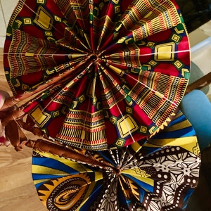 Hand Fan, Africa Fan , Ankara Print, African Print Fans With Leather ...