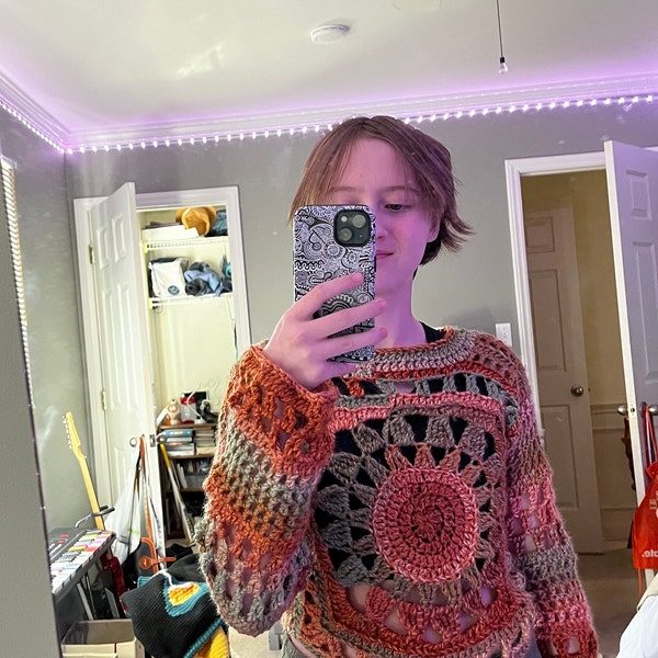 Flower Power Crochet Sweater Pattern - Etsy