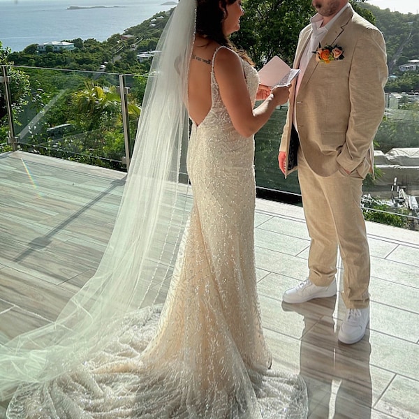 Wedding Veil, 1 Layer Wedding Veil, Fingertip Veil, Bridal Veil, Light ...