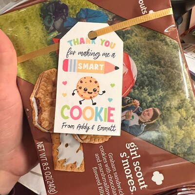 Teacher Appreciation Tag, EDITABLE One SMART COOKIE Tag, Teacher Thank ...