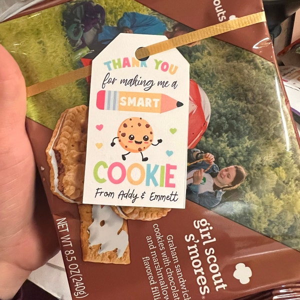 Teacher Appreciation Tag, EDITABLE One SMART COOKIE Tag, Teacher Thank ...
