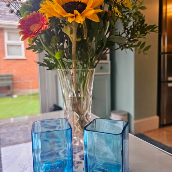 Upcycled Bombay Sapphire Sunset Tall Glass; Personalised Gin Glass, Gin ...