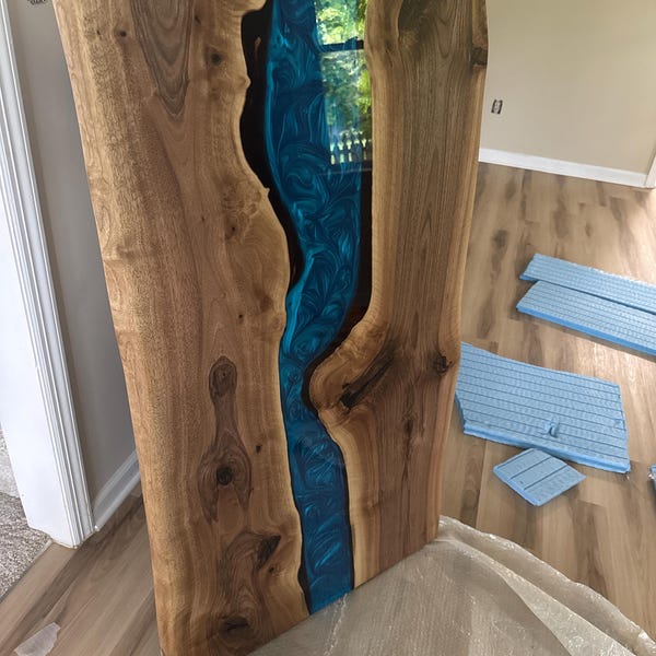 Custom Dining Table, Live Edge Epoxy Kitchen Table, Wood Epoxy Resin ...
