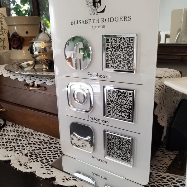 Triple Icon and QR Code Stand Instagram Business Social Media Sign ...