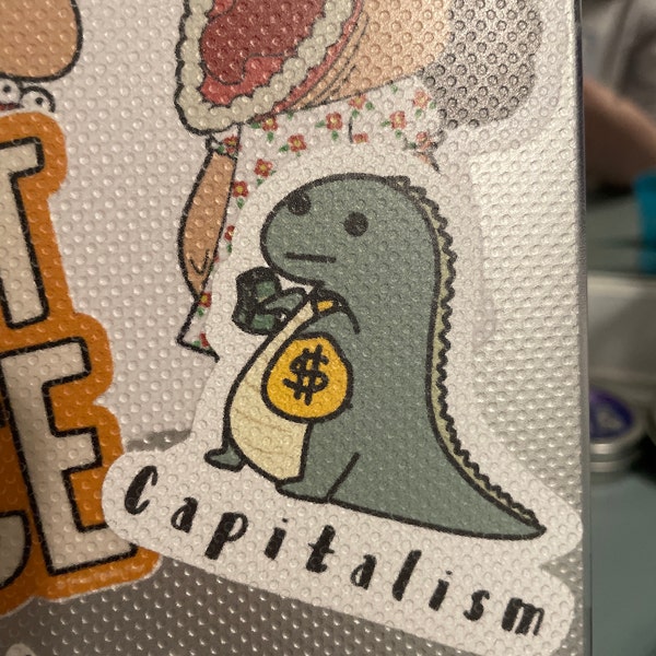 Dinosaur Capitalism Die Cut Sticker Cute Sticker, Bullet Journal ...