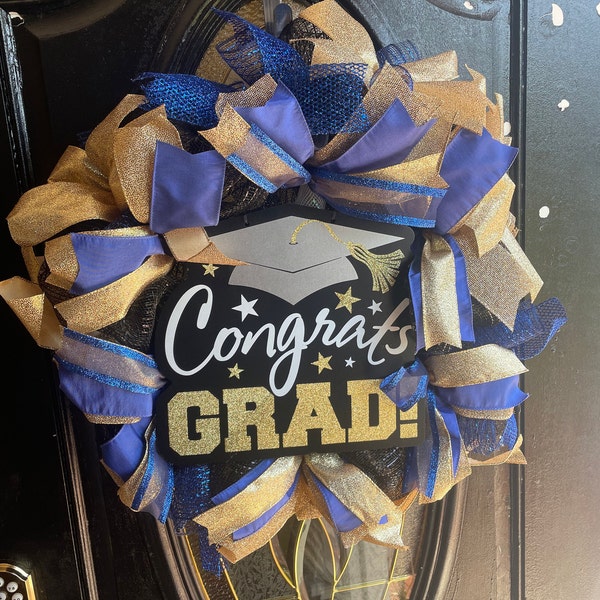 Graduation Wreath, Congrats Grad, Graduation Decor Graduation Front ...